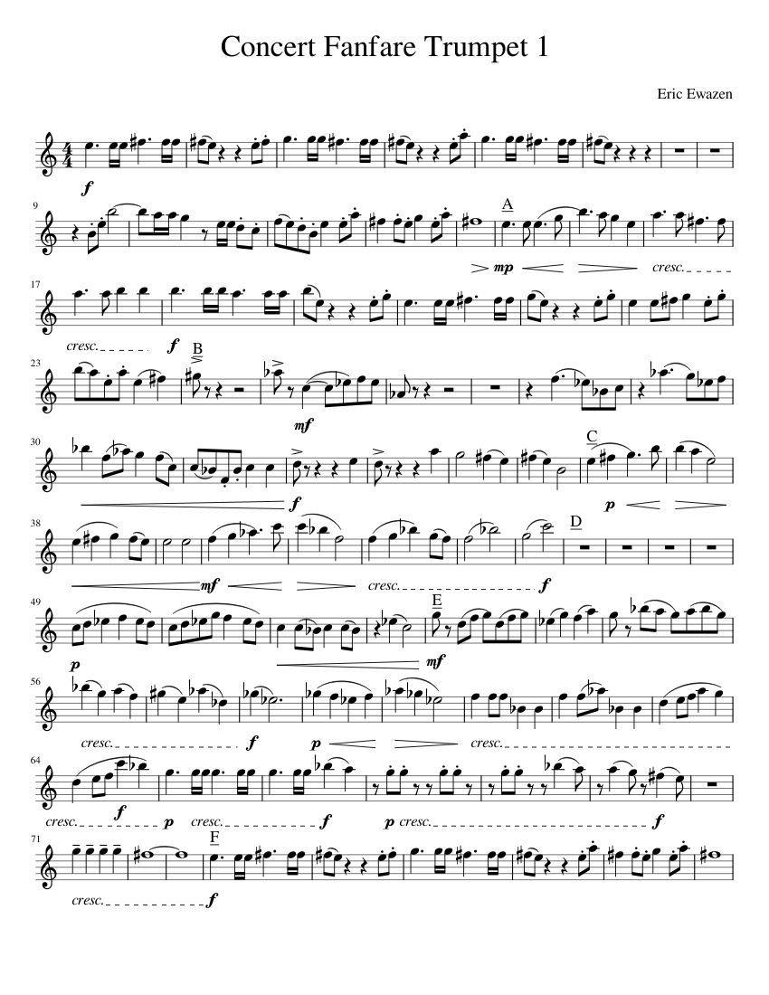 Concert_Fanfare_Trumpet_1 Sheet Music for Trumpet in b-flat (Solo ...