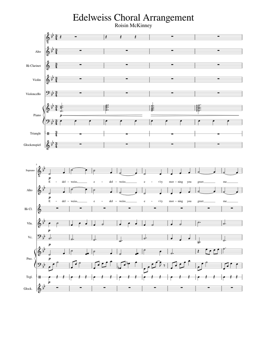 Edelweiss Primary School Choral Arrangement - Róisín McKinney Sheet ...