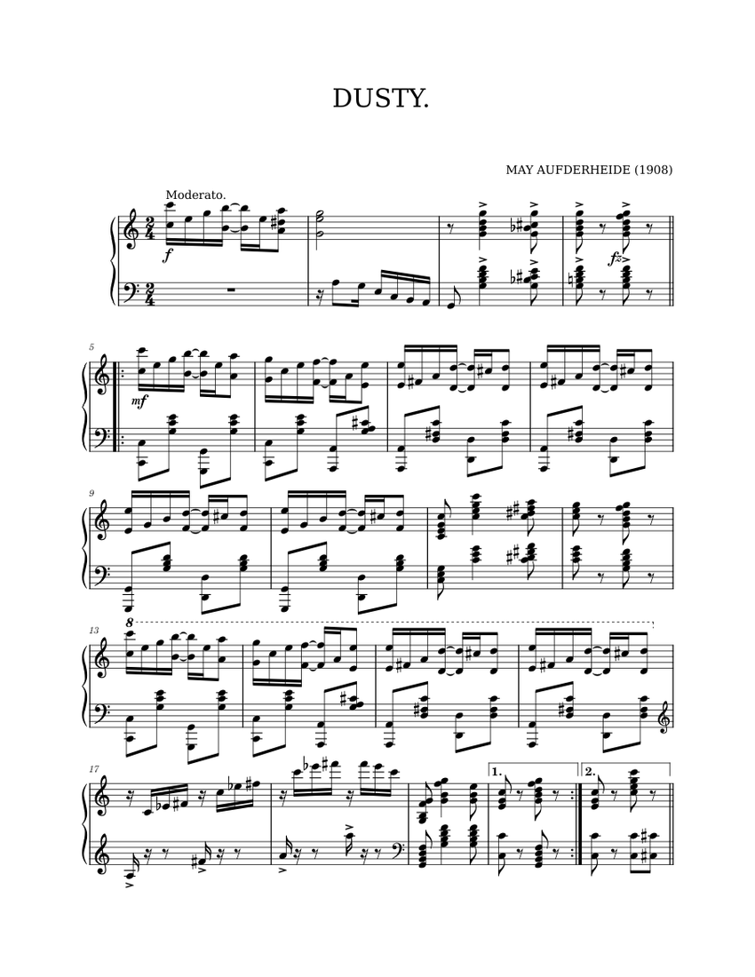 Dusty by May Aufderheide (1908) Sheet Music for Piano (Solo ...