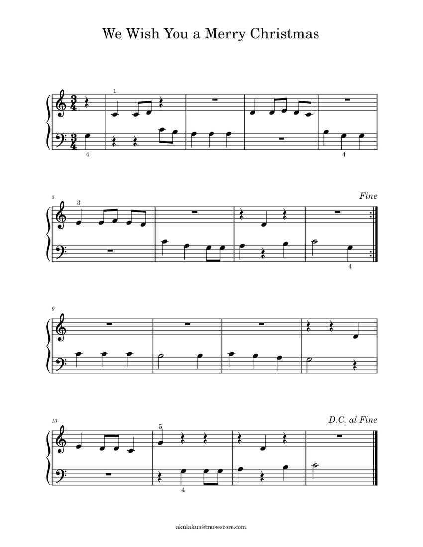 We wish you a merry christmas Sheet music for Piano (Solo) Easy ...