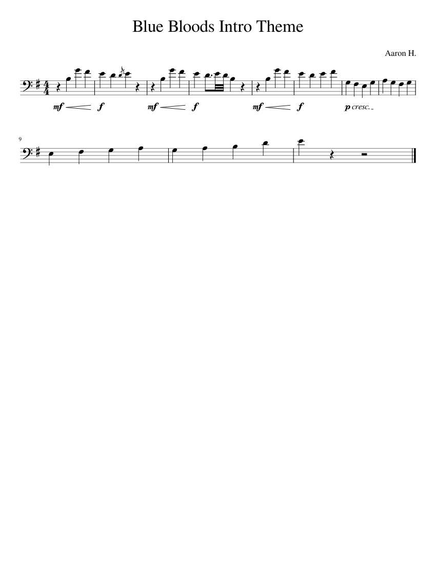 Blue_Bloods_Intro_Theme Sheet Music for Baritone horn (Solo ...