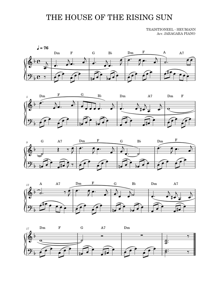 The House of the Rising Sun – Misc Traditional THE HOUSE OF THE RISING ...