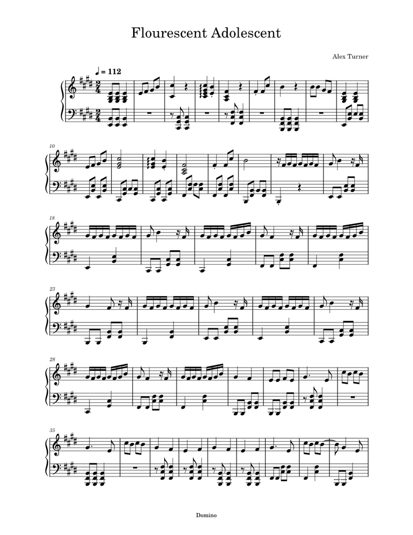 Fluorescent adolescent – Arctic Monkeys Sheet music for Piano (Solo ...