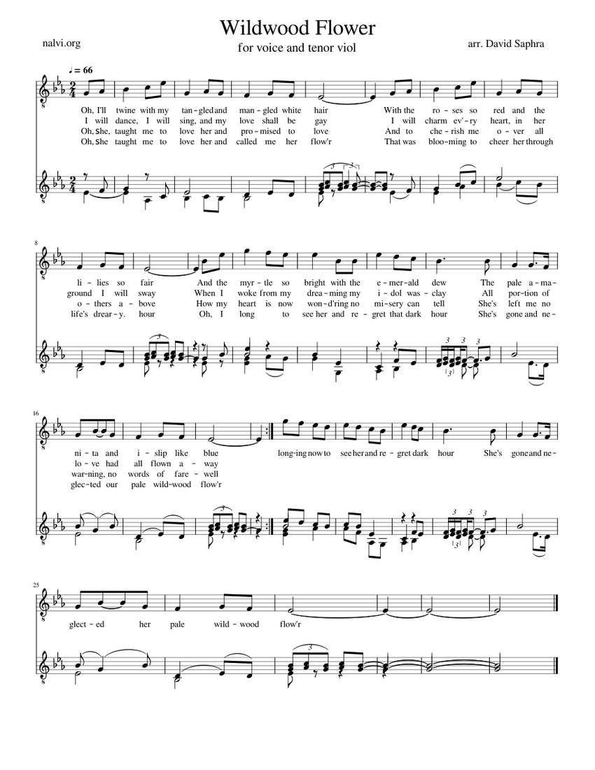 WildwoodFlower_for_Tenor_Viol Sheet music for Clarinet bass, Violin ...
