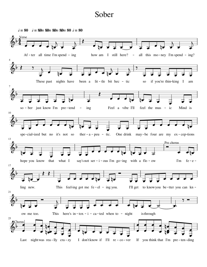 Sober Sheet music for Piano (Solo) Easy | Musescore.com