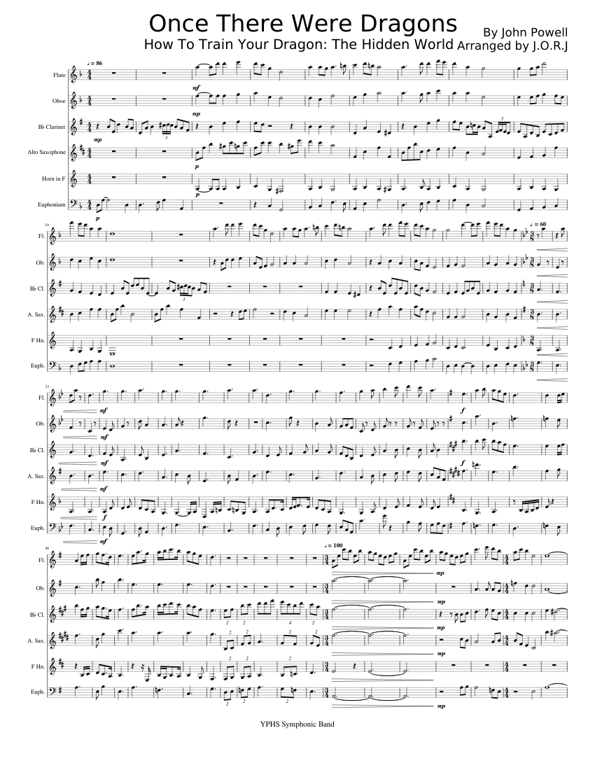 Once There Were Dragons Sheet music for Euphonium, Flute, Oboe ...