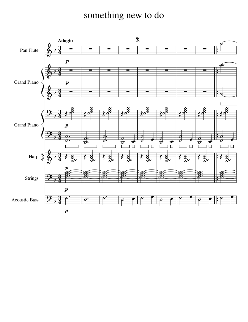 something new to do (more instruments) Sheet music for Piano, Bass guitar, Harp, Strings group ...