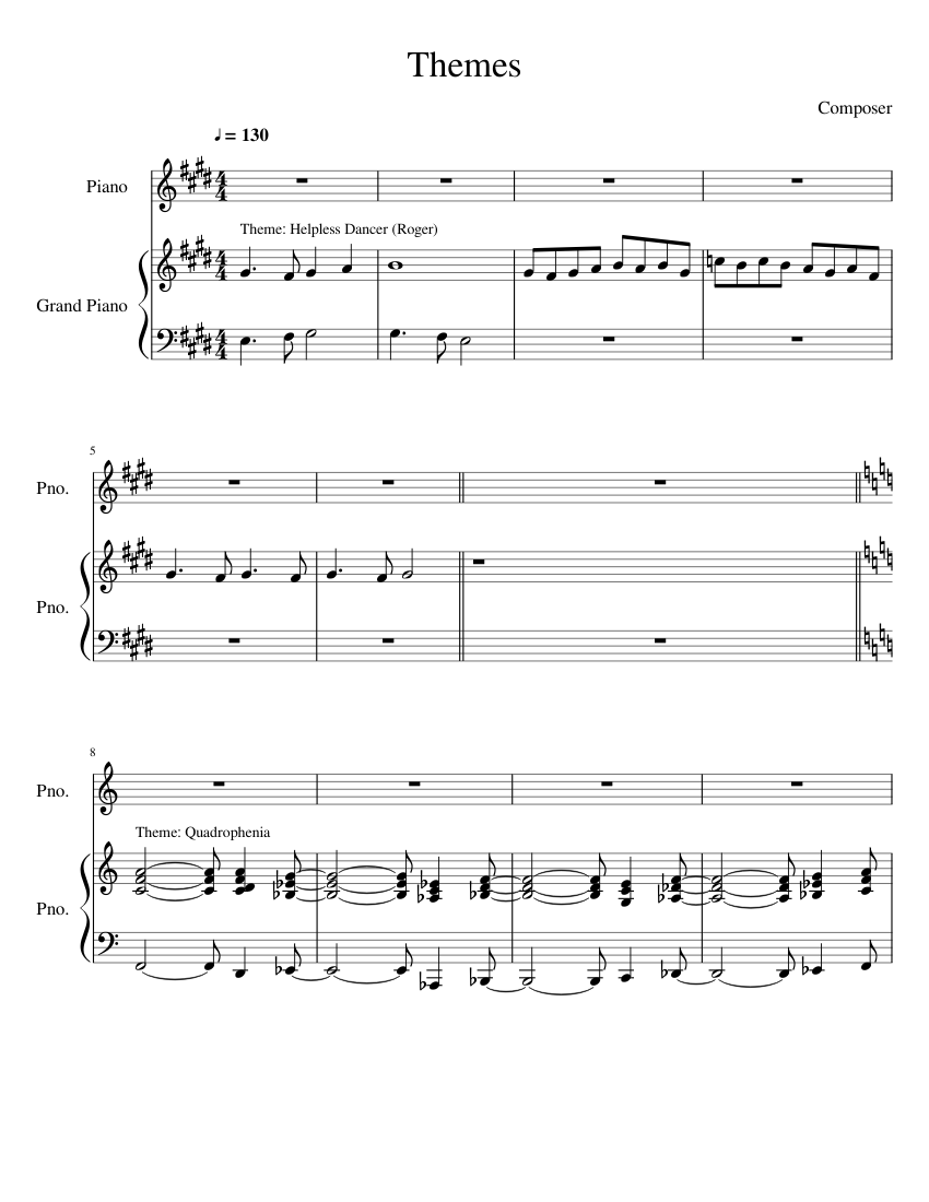 Themes Sheet music for Piano (Piano Duo) | Musescore.com