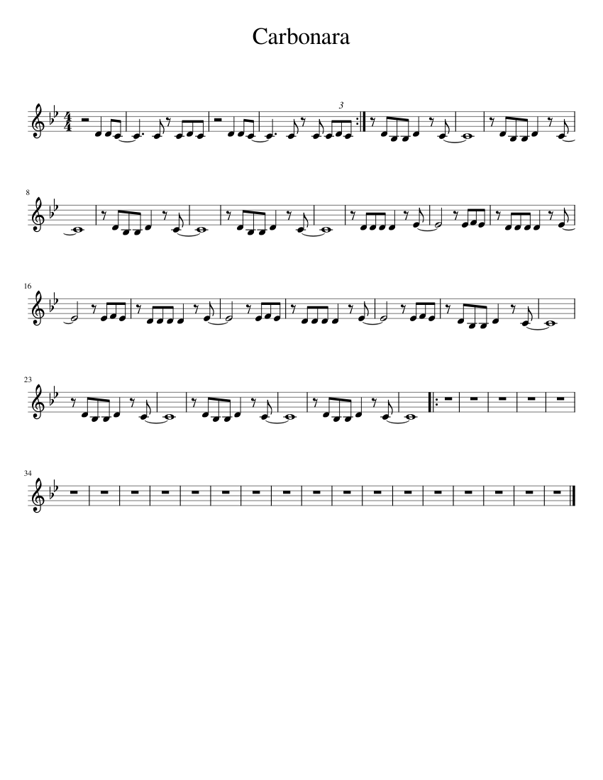 Carbonara – Spliff Sheet Music for Piano (Solo) Easy | MuseScore.com