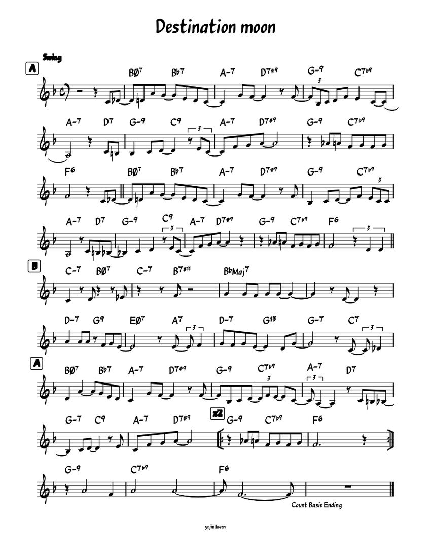 Destination moon Sheet Music with Chords for Piano (Solo) easy ...