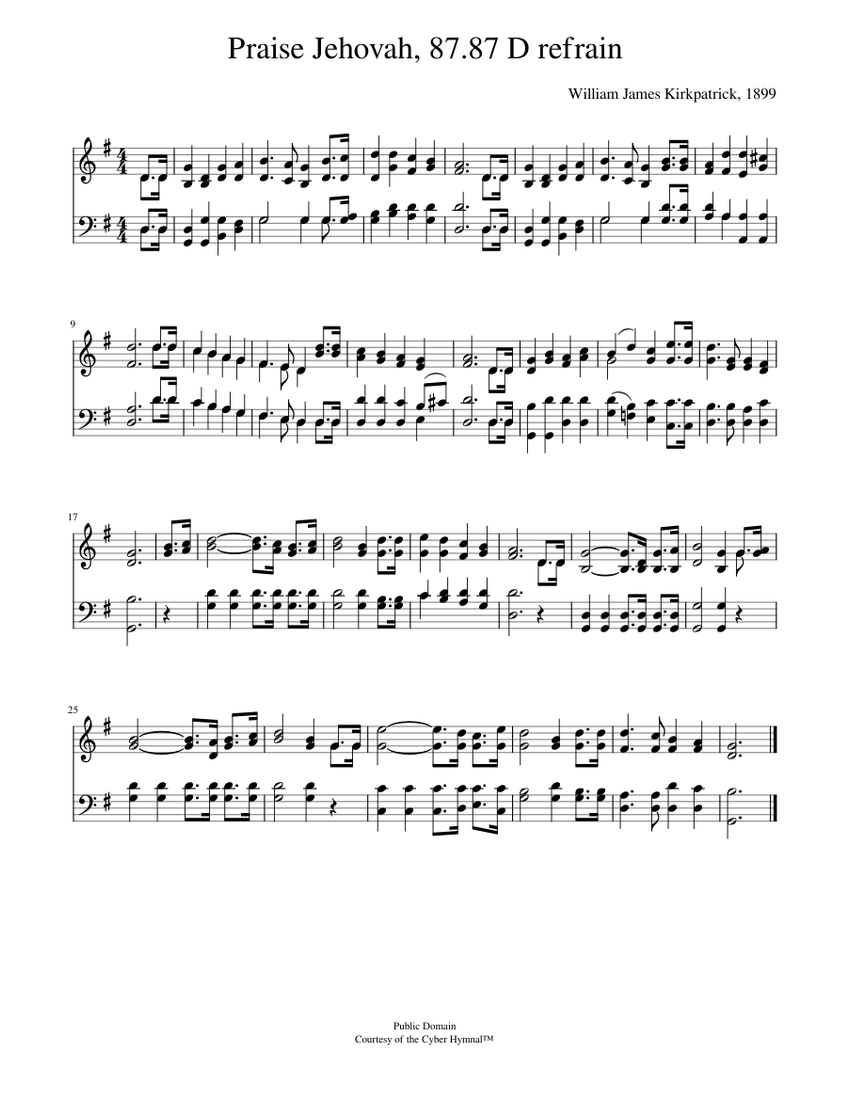 Hallelujah, praise jehovah (kirkpatrick) - William J. Kirkpatrick Sheet Music for Piano (Piano ...