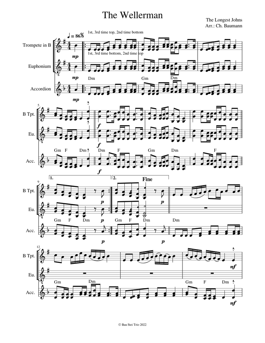 Wellerman – The Longest Johns Sheet music for Trombone, Accordion ...