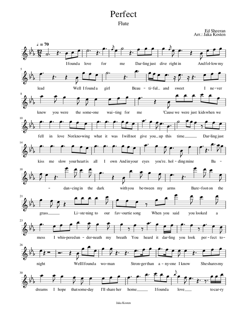 Perfect Flute Sheet Music for Flute (Solo) | MuseScore.com