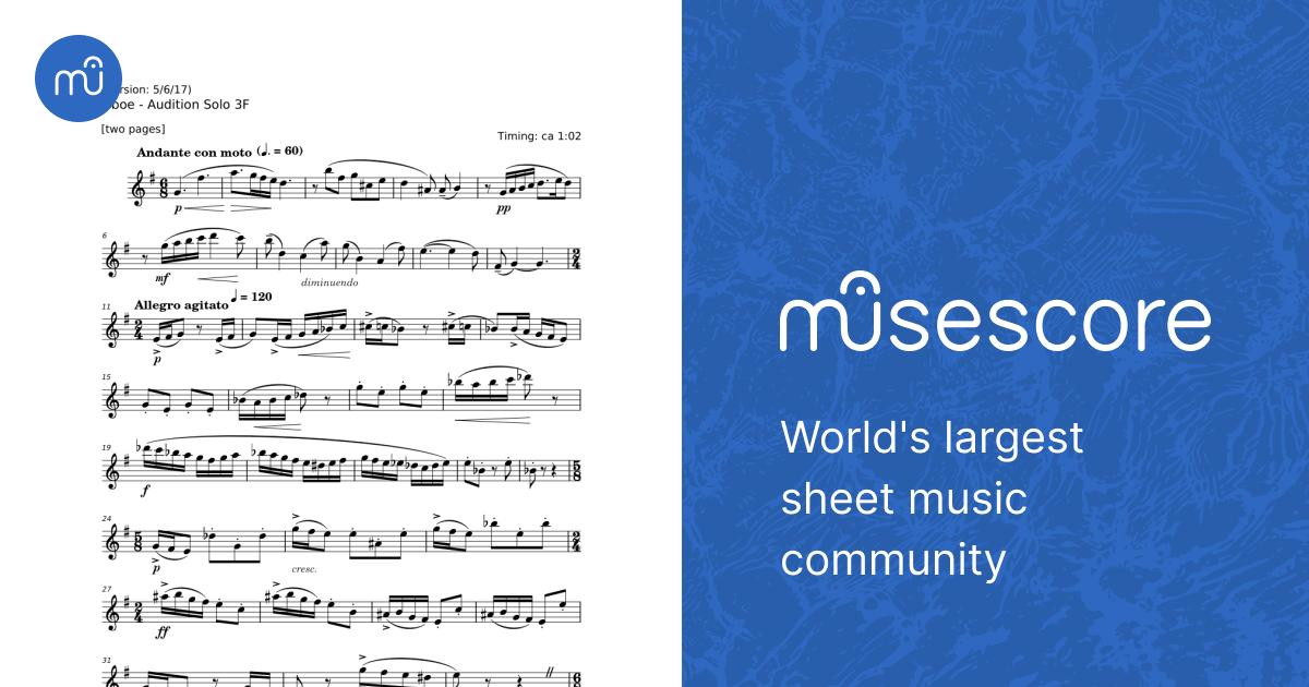 Audition Solo 3F - Misc Unsigned Bands Sheet music for Oboe (Solo ...