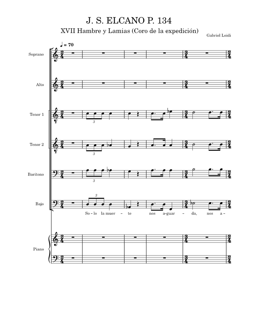 J. S. ELCANO P. 134 XVII Hambre y Lamias Sheet Music for Piano, Soprano ...