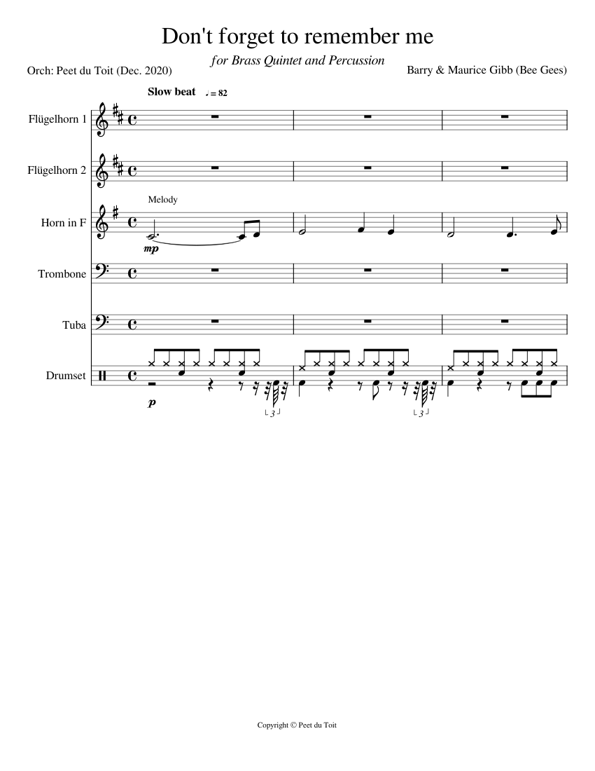 Don't forget to remember me - Barry & Maurice Gibb (Brass Quintet ...