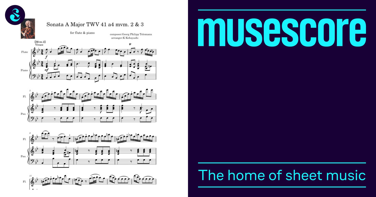 Georg Philipp Telemann - Sonata A Major TWV 41 a4 mvm2 & 3 Sheet Music ...