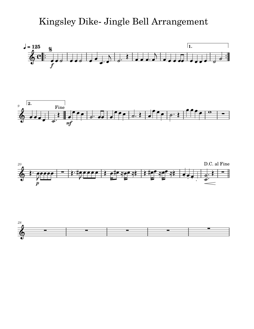 Kingsley Dike- Jingle Bell Arrangement Sheet music for Trumpet in b ...