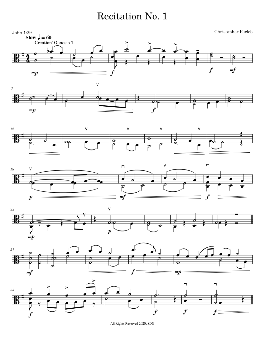 Recitation No. 1 Sheet music for Viola (Solo) | Musescore.com