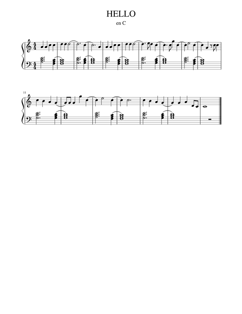 hello Sheet music for Piano (Solo) | Musescore.com