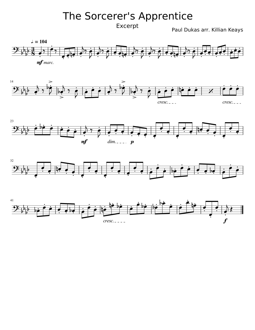 The Sorcerer's Apprentice Sheet music for Bassoon (Solo) | Musescore.com