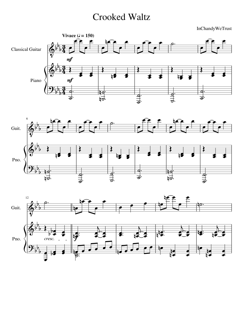 64. Crooked Waltz Sheet music for Piano, Guitar (Mixed Duet ...