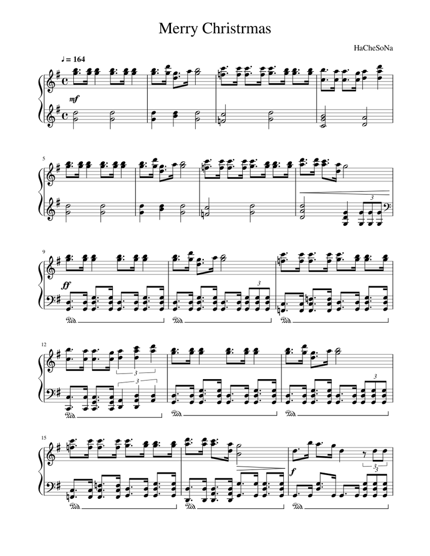 Merry Christrmas Sheet music for Piano (Solo) | Musescore.com