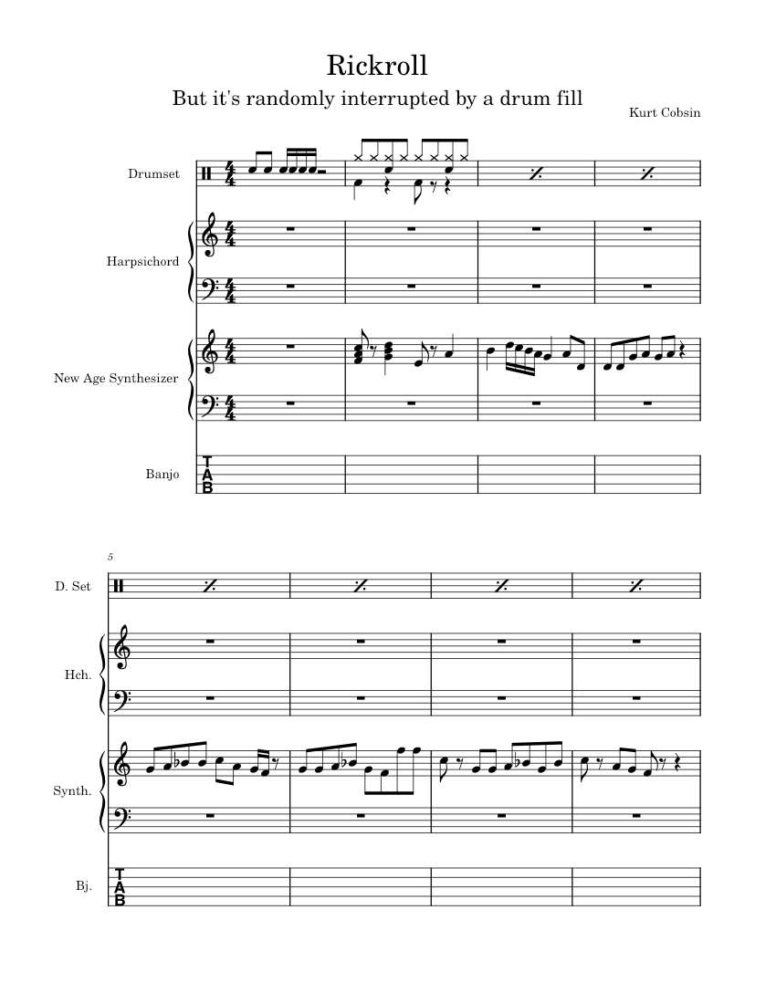 Never Gonna Give You Up – Rick Astley Rickroll Sheet music for ...