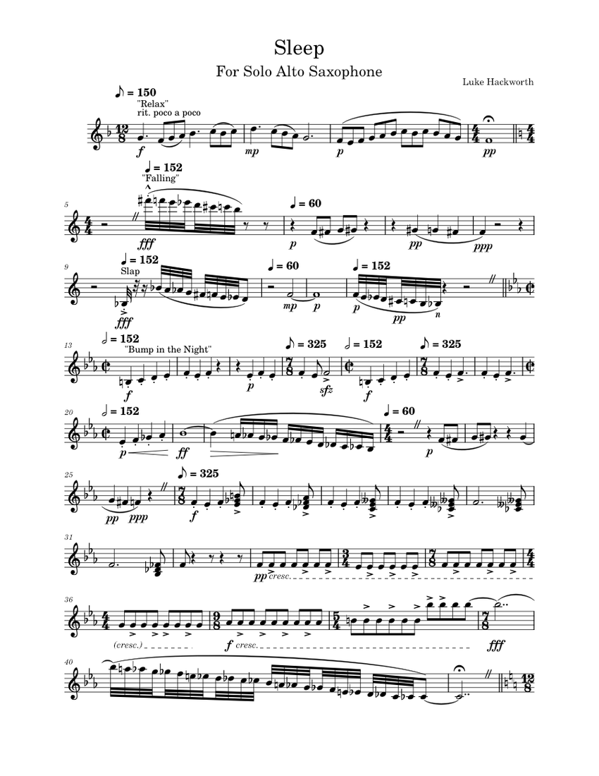 Sleep Sheet music for Saxophone alto (Solo) | Musescore.com