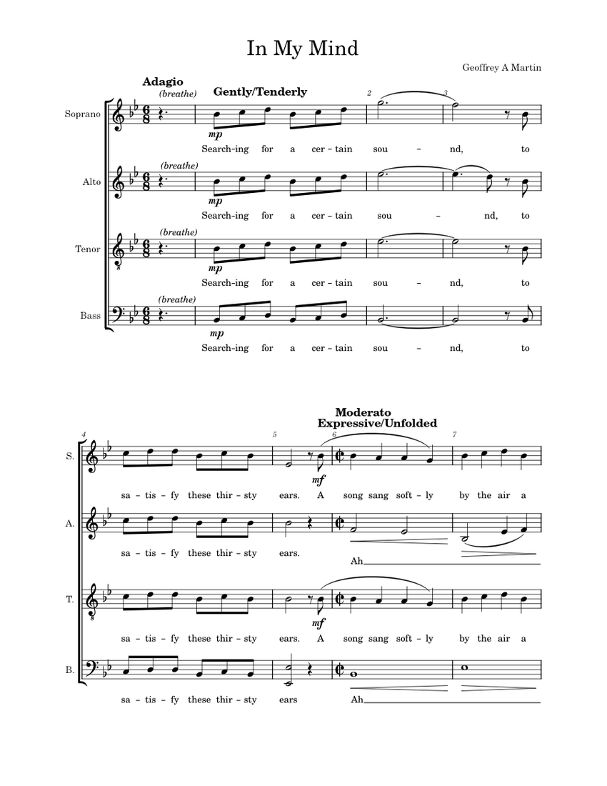 In My Mind Sheet music for Soprano, Alto, Tenor, Bass voice (Choral ...