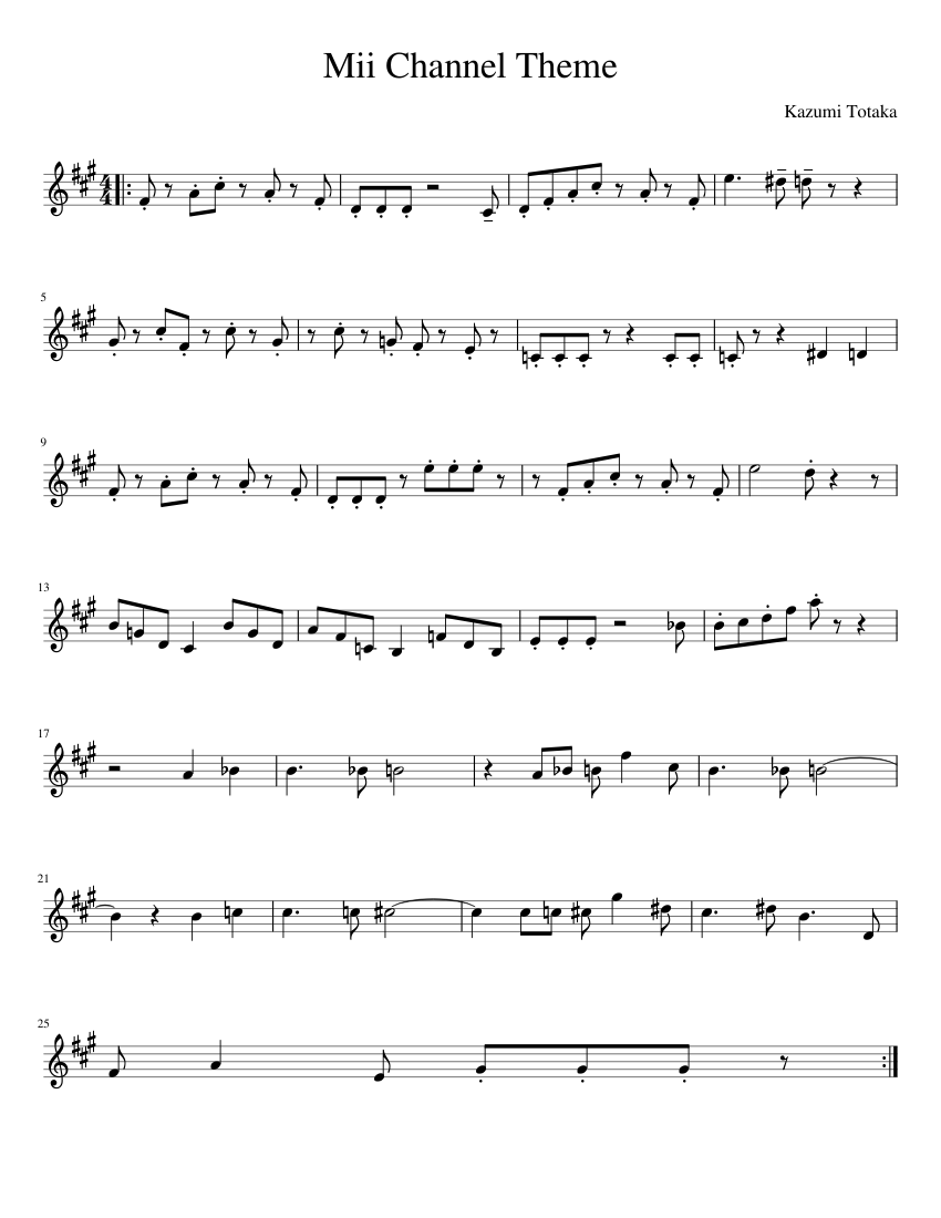 Mii Channel Theme Sheet music for Violin (Solo) | Musescore.com
