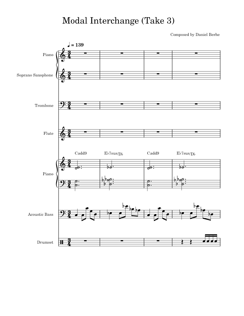 Modal_Interchange_(Take_3) Sheet music for Piano, Trombone, Flute, Bass ...