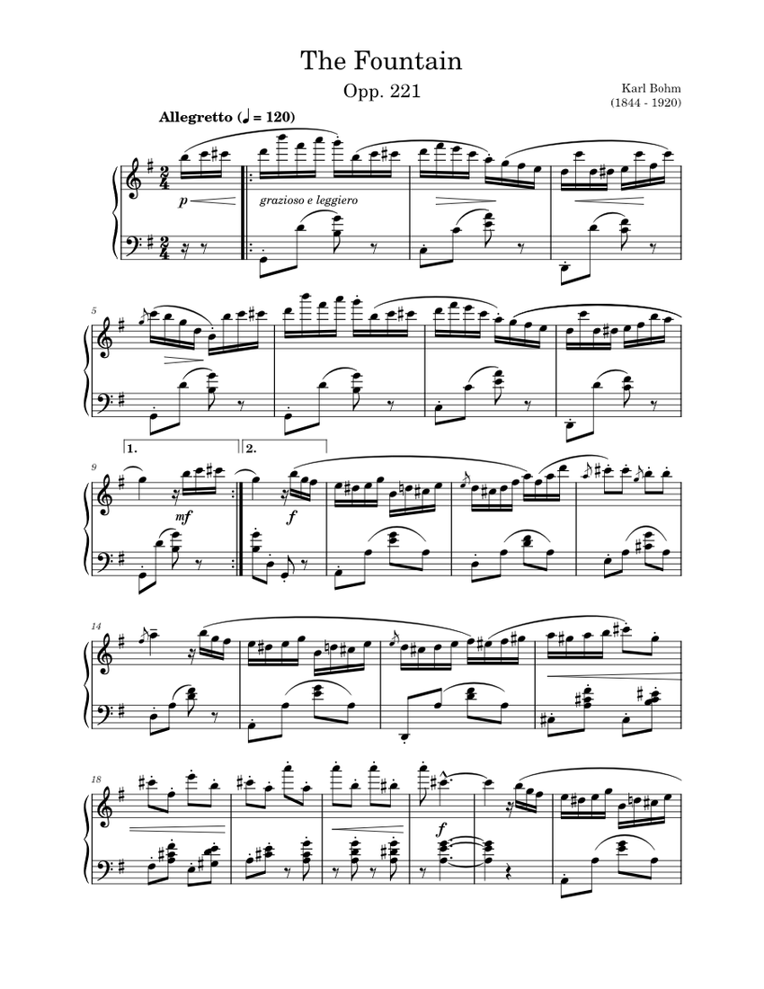 The Fountain – Carl Bohm . Sheet Music for Piano (Solo) | MuseScore.com