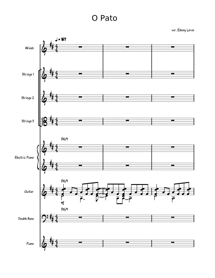 O Pato – Ebony Loren Sheet music for Piano, Contrabass, Guitar, Strings ...