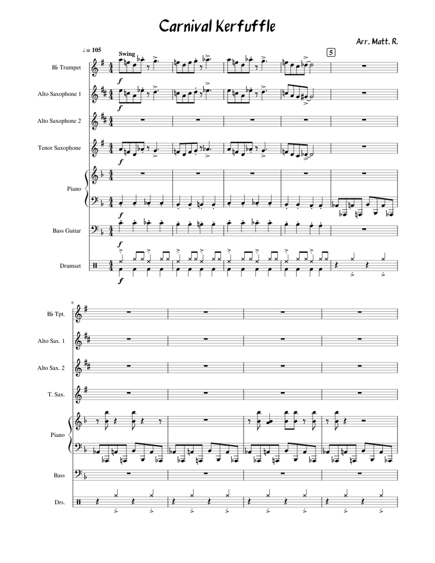 Carnival Kerfuffle - Live Band Sheet music for Piano, Saxophone alto ...