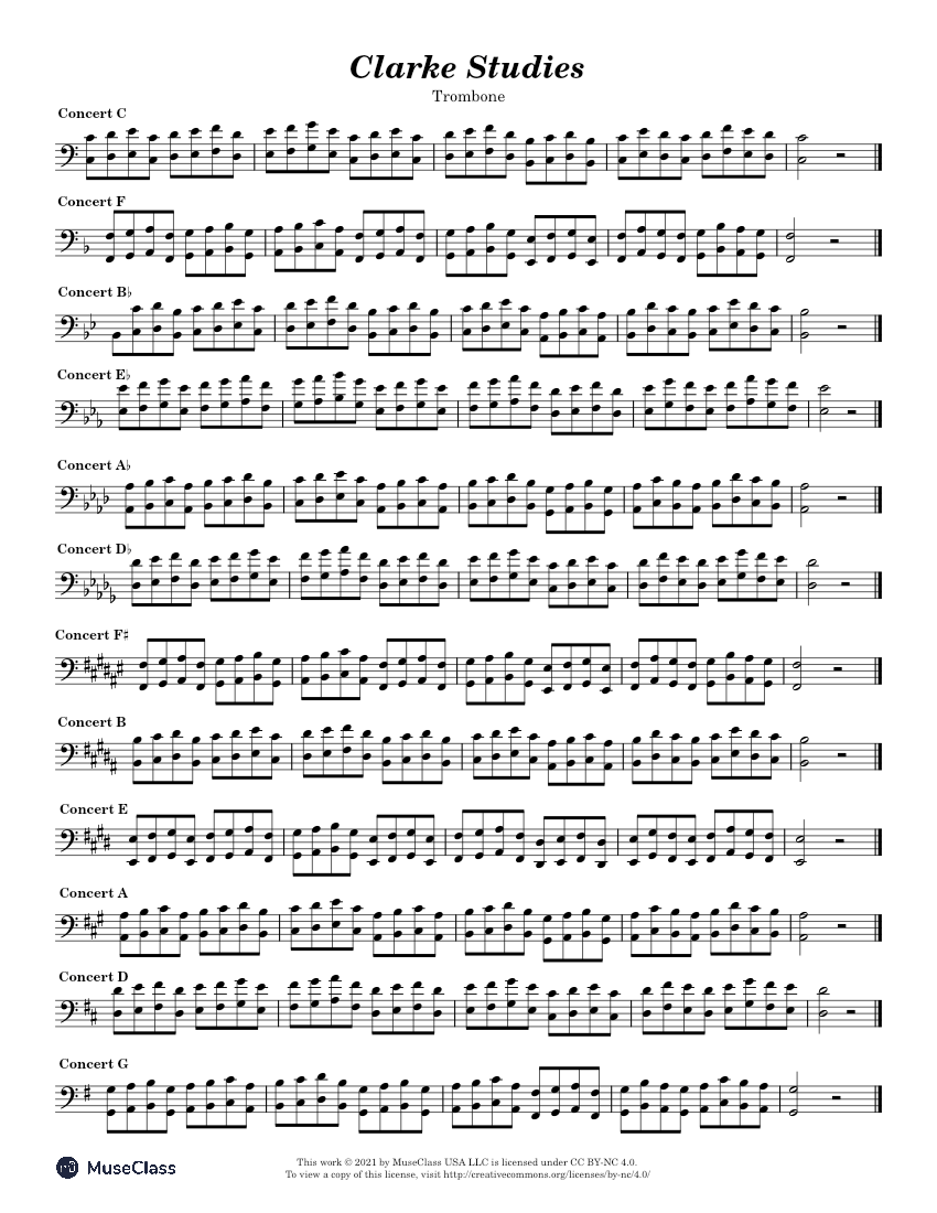 Clarke Studies for Trombone Sheet Music for Trombone (Solo) | MuseScore.com