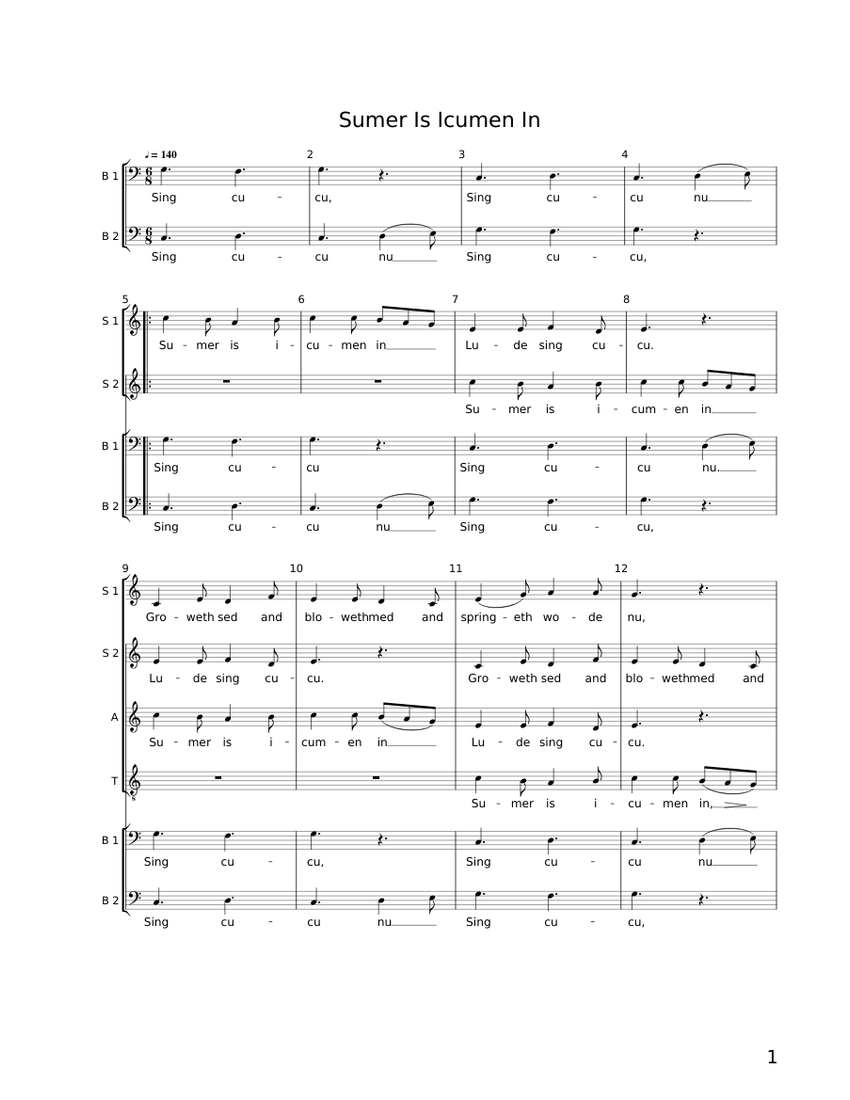 Anonymous_Sumer_is_Icumen_In Sheet music for Alto (Solo) | Musescore.com