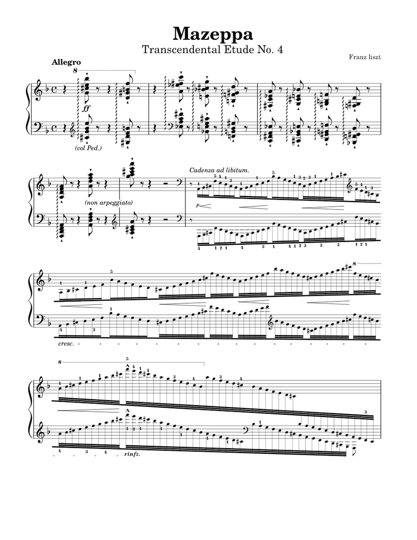 Études D'exécution Transcendante, S.139/4 (Mazeppa) Sheet music for ...