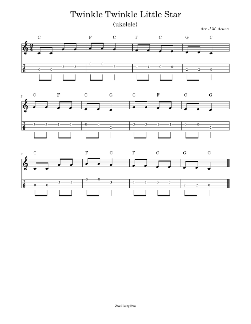 Twinkle Twinkle Little Star – Wolfgang Amadeus Mozart Sheet Music and ...