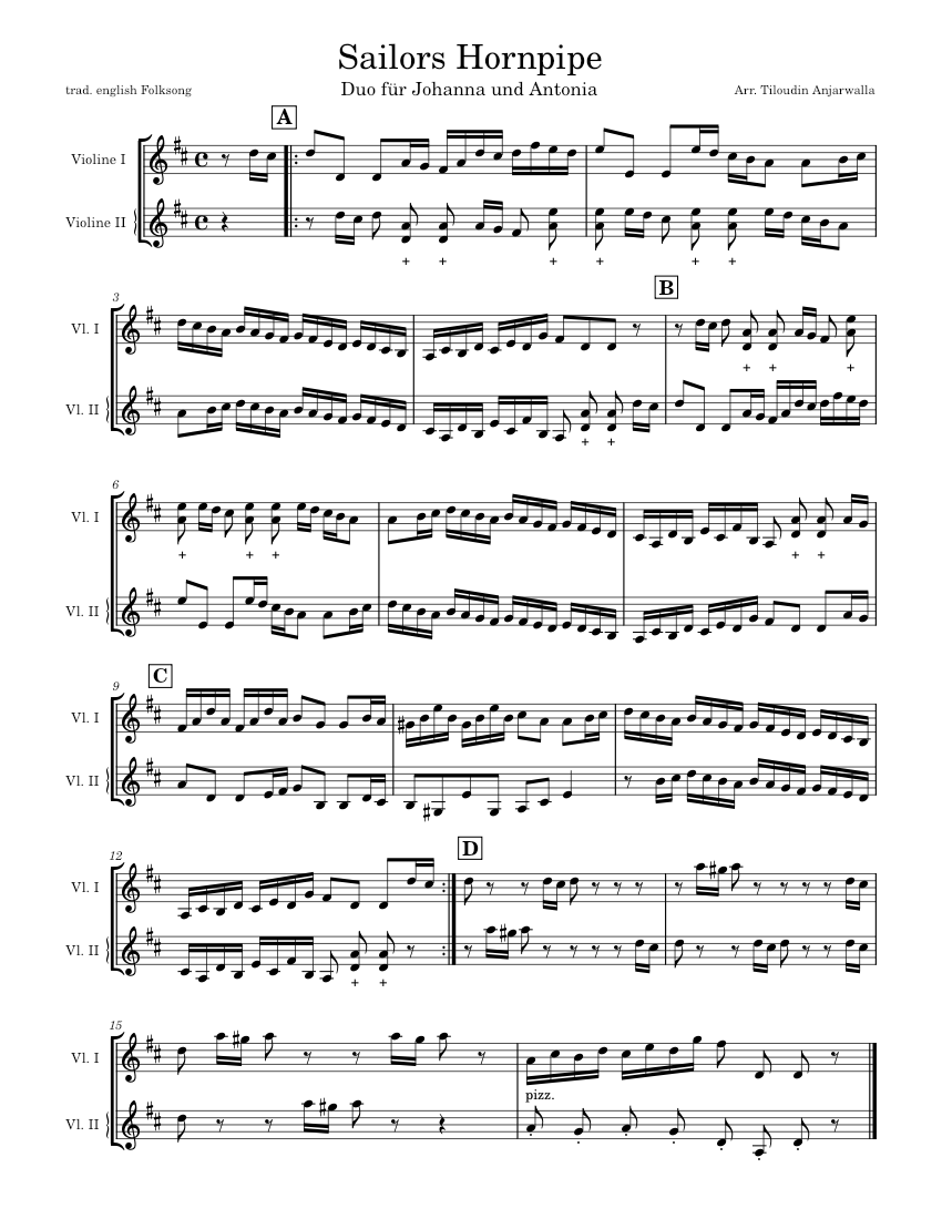 Sailors Hornpipe – 18th Century Sea Chantey, Traditional Sheet music ...