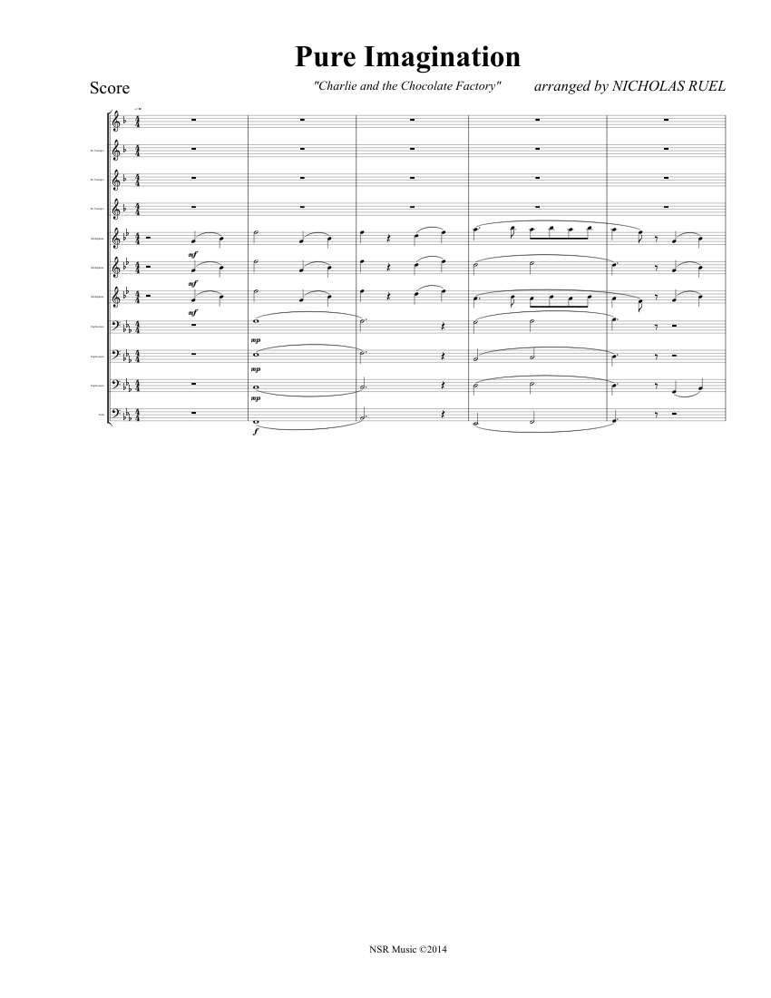 Pure Imagination Sheet Music for Euphonium, Tuba, Flugelhorn, Trumpet ...