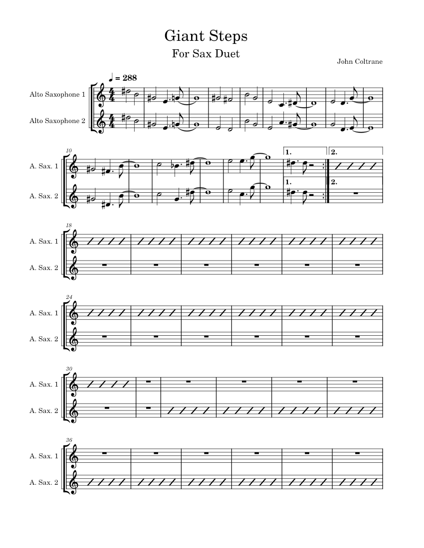 Giant Steps Sax Duet Sheet music for Saxophone alto (Woodwind Duet ...
