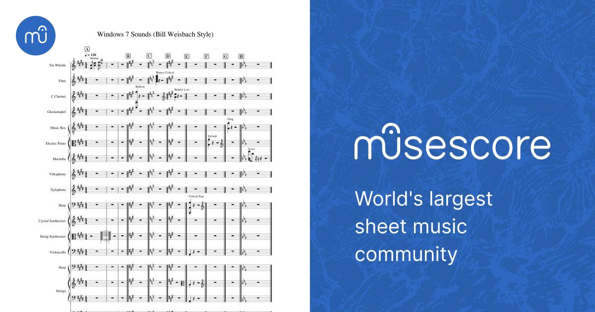 Windows 7 Sounds (Bill Weisbach Style) Sheet Music for Piano, Celesta ...