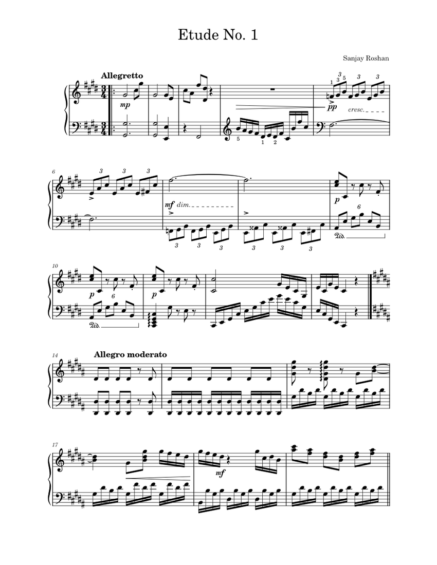 Etude Op. 1 No. 1 Sheet music for Piano (Solo) | Musescore.com