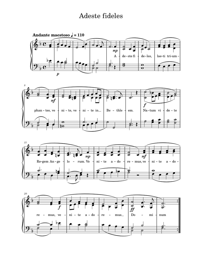 Adeste fideles Sheet music for Piano (Solo) Easy | Musescore.com