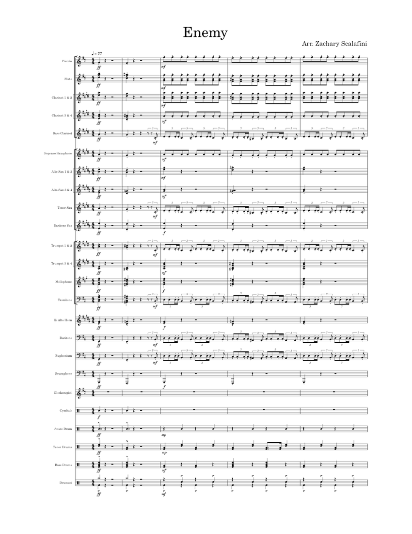 Enemy Sheet music for Trombone, Euphonium, Flute piccolo, Flute & more ...