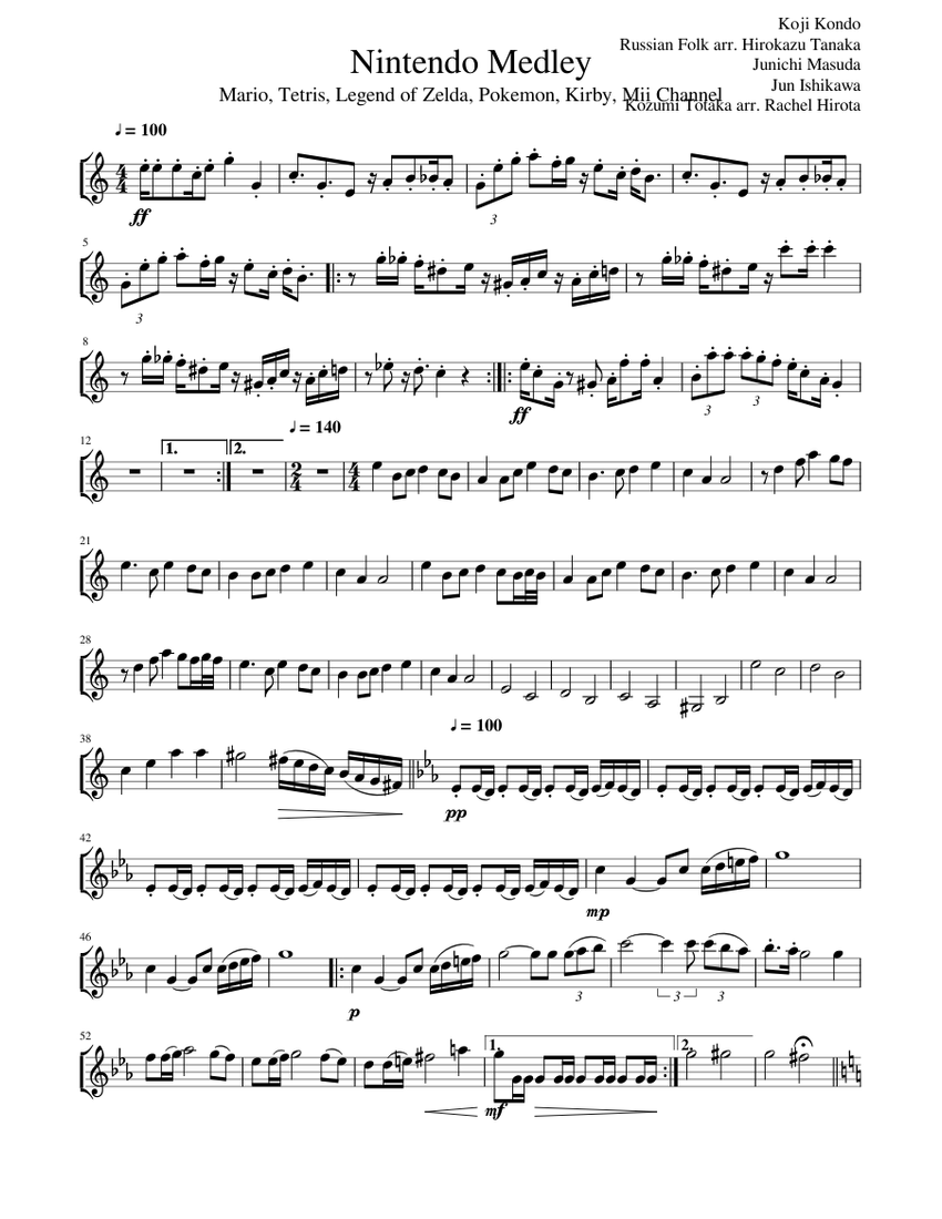 Nintendo Medley Violin 1 Sheet music for Violin (Solo) | Musescore.com