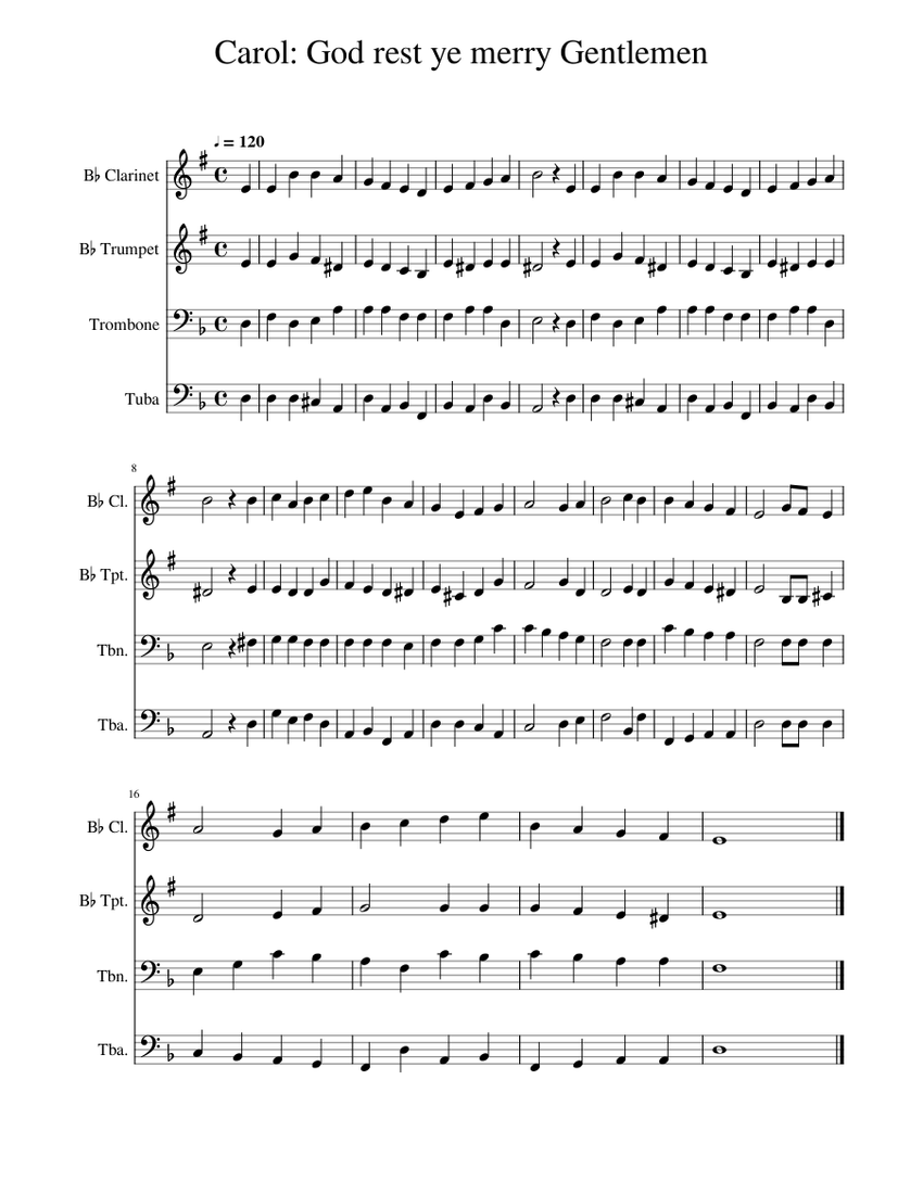 Carol God rest ye merry Gentlemen Sheet music for Trombone, Tuba ...