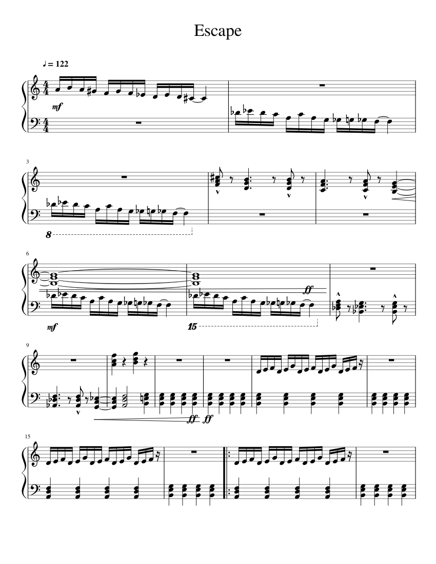 Escape Sheet Music for Piano (Solo) | MuseScore.com