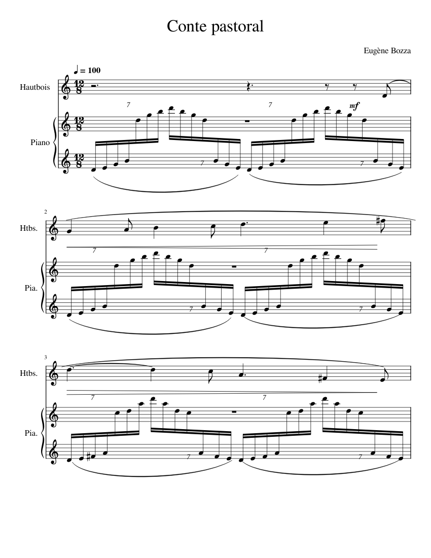 Conte pastoral Bozza original-Piano - piano tutorial